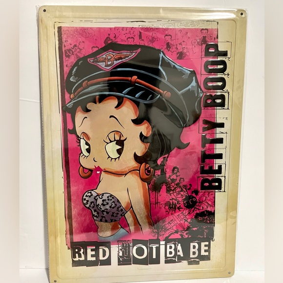 Betty Boop | Accents | Betty Boop Red Hot Babe Embossed Metaltin Sign ...
